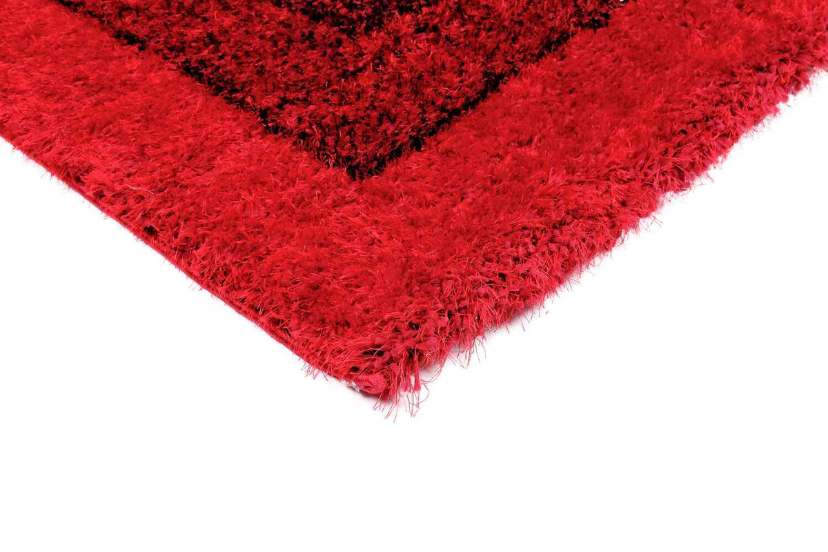 Puffy Style P301F Black / Red Modern Shaggy Area Rug – Amazing Rugs