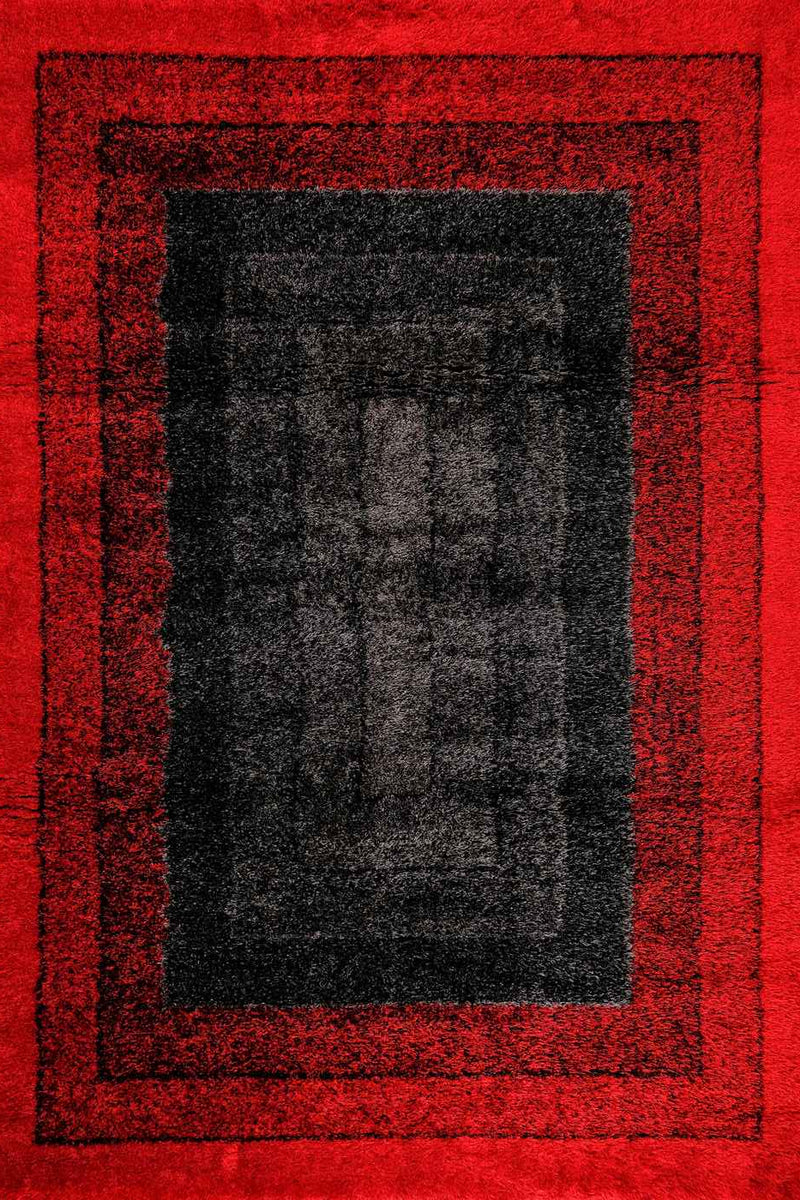 Puffy Style P301F Black / Red Modern Shaggy Area Rug – Amazing Rugs
